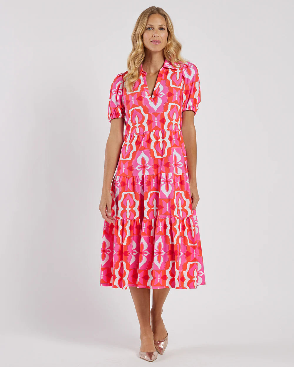 Jude Connally Portia Dress Gilded Jude Cloth Butterfly Tile Sorbet ...