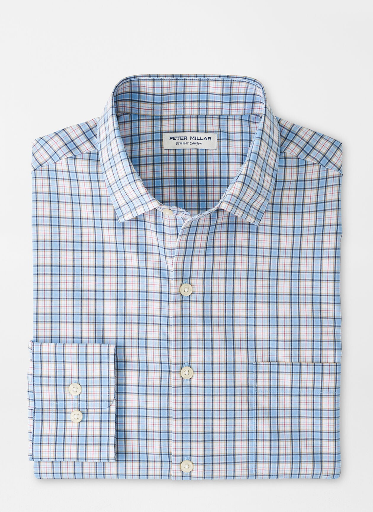 Peter Millar Hulbert Performance Poplin Sport Shirt in Cottage Blue ...