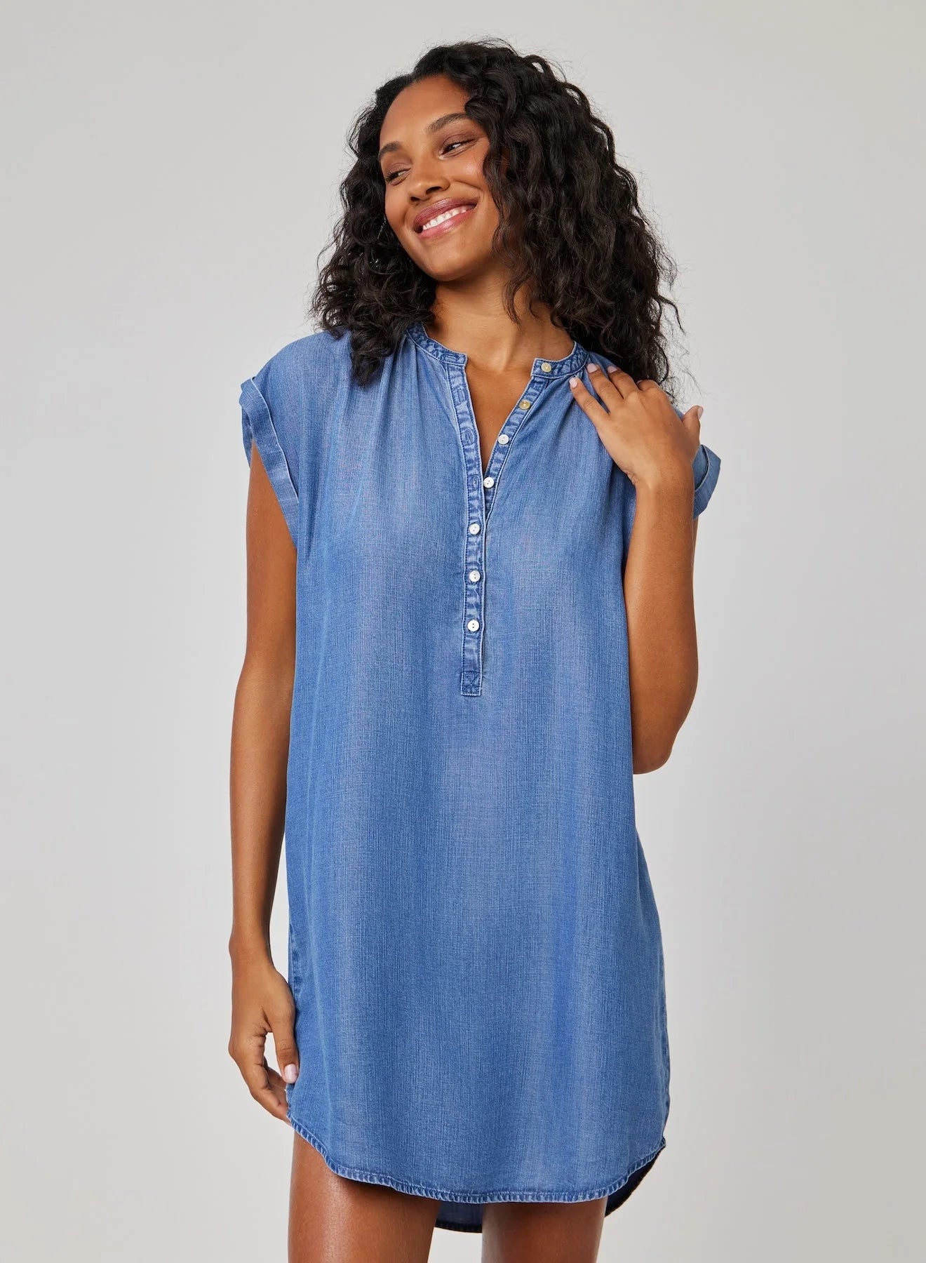 Bella Dahl Cap Sleeve Henley Dress - Moonlit Haze Wash – Dan's Southern ...