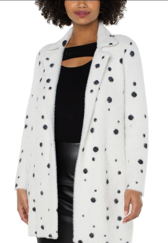 Liverpool Open Front Coatigan Sweater White/Black Dot – Dan's Southern Prep