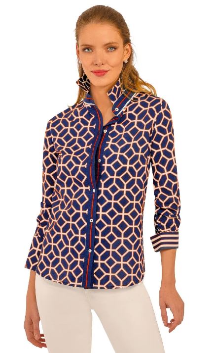 Gretchen Scott Boyfriend Shirt - Lucy in the Sky Navy – Dan's Southern Prep