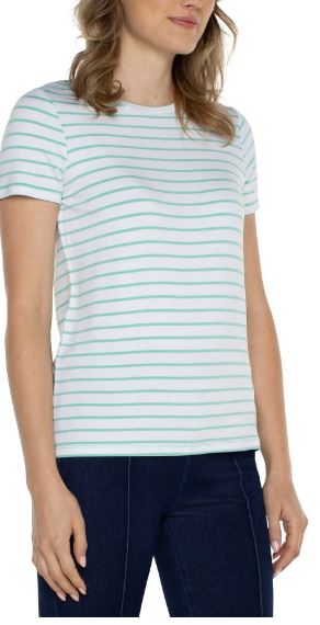 Liverpool Slim Fit Crew Neck Tee White/Mint Stripe – Dan's Southern Prep