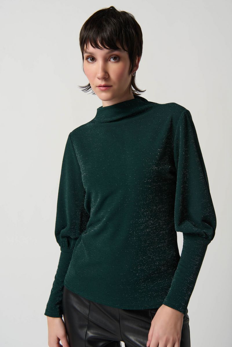 Joseph Ribkoff Green/Silver Puff Sleeve Top Style 234186 – Dan's ...