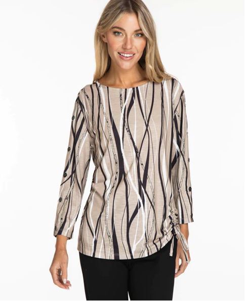 Multiples Wavy Stripe Side Drawstring Top – Dan's Southern Prep