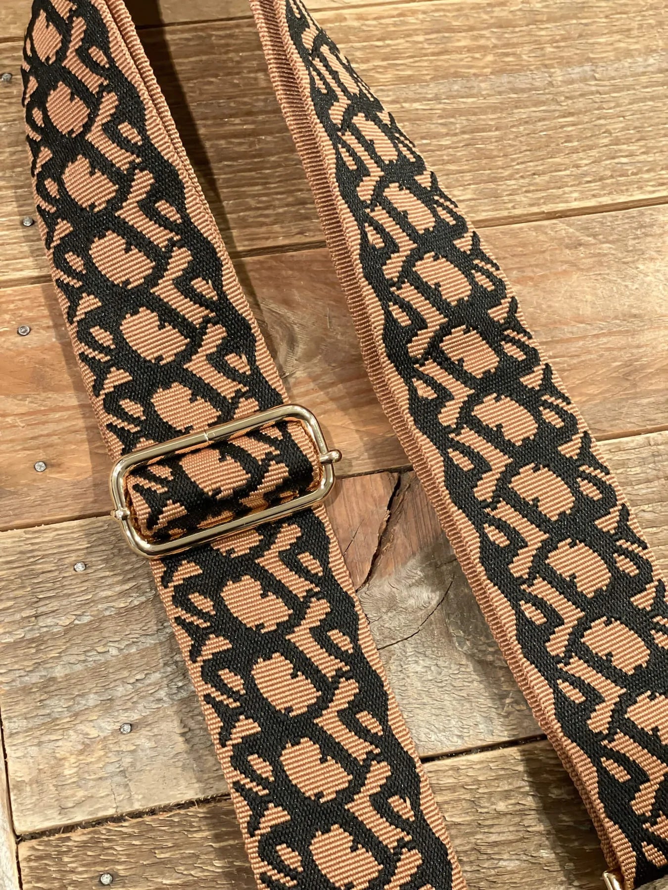 Ahdorned Abstract Strap - Camel/Black with Gold Hardware – Dan's ...